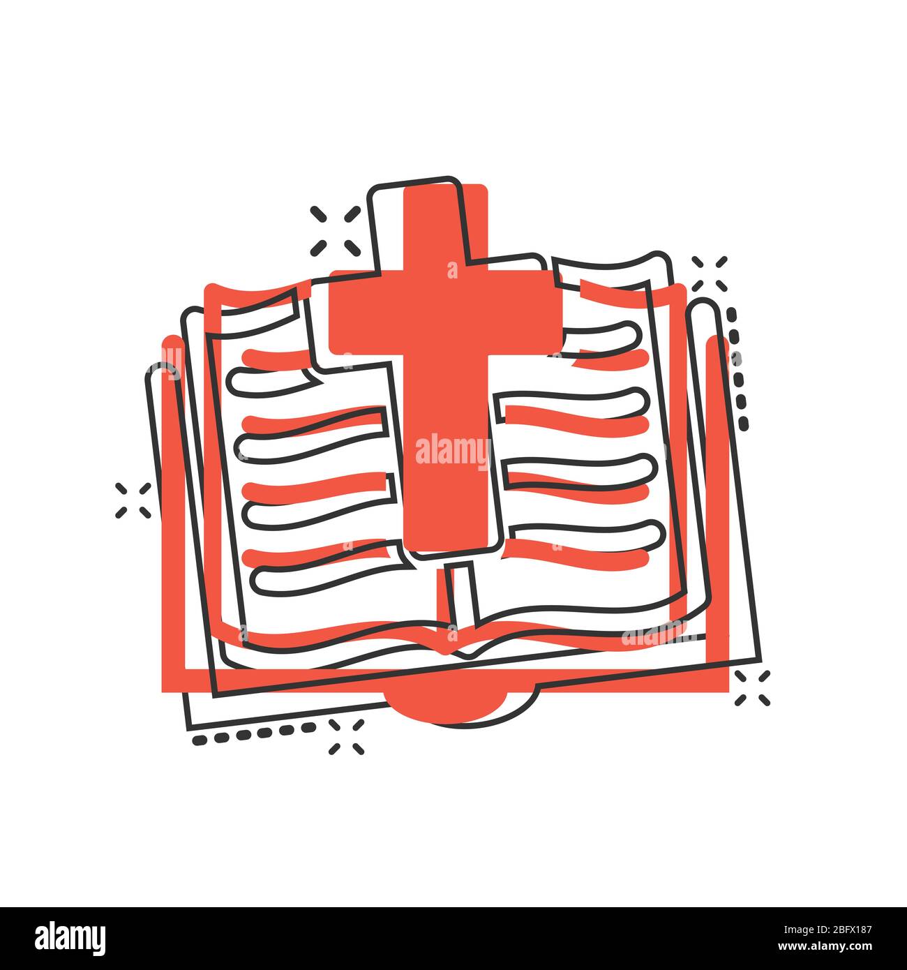Bible book icon in comic style. Church faith cartoon vector ...