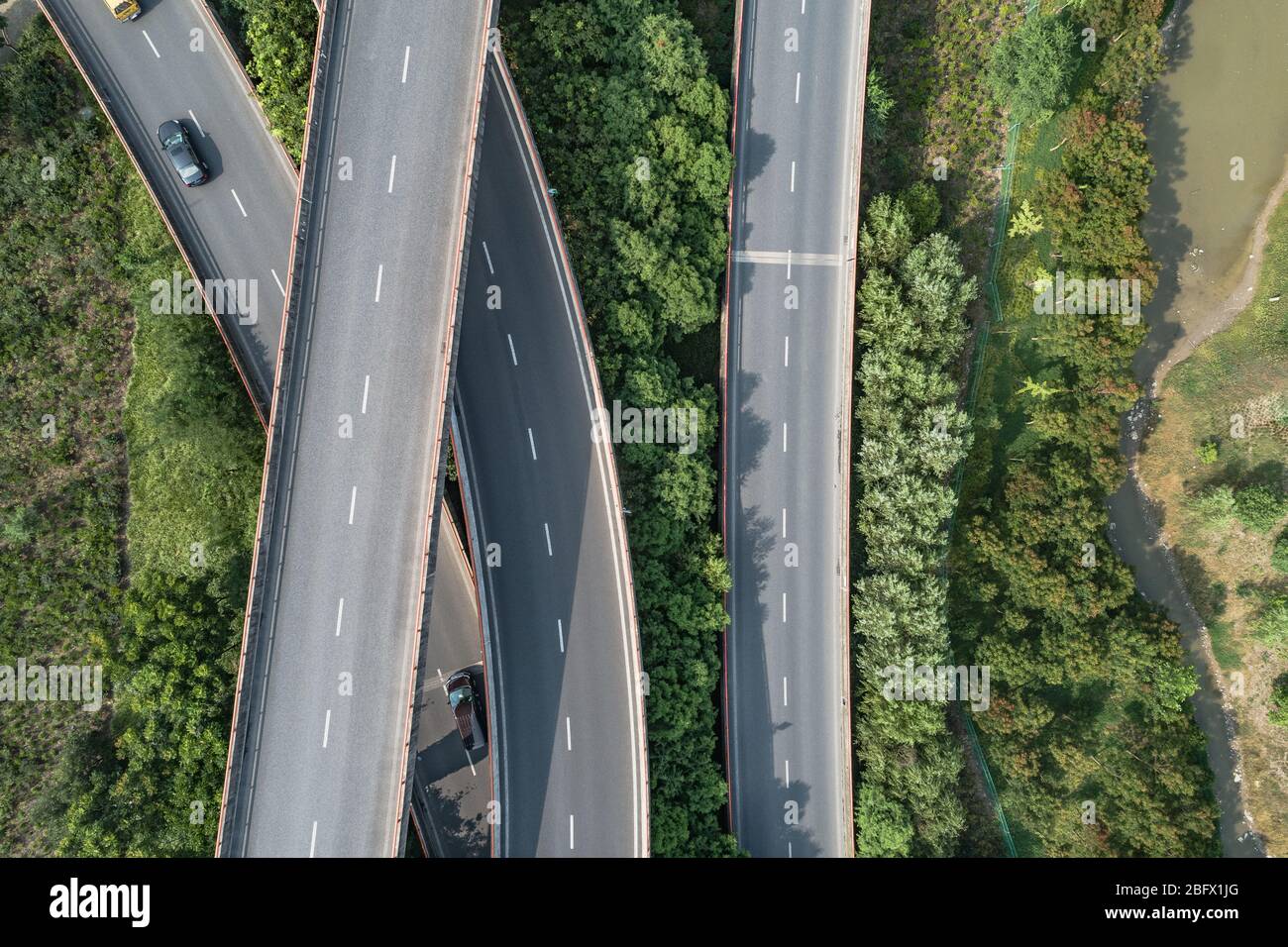 Aerial view of highway and overpass Stock Photo - Alamy