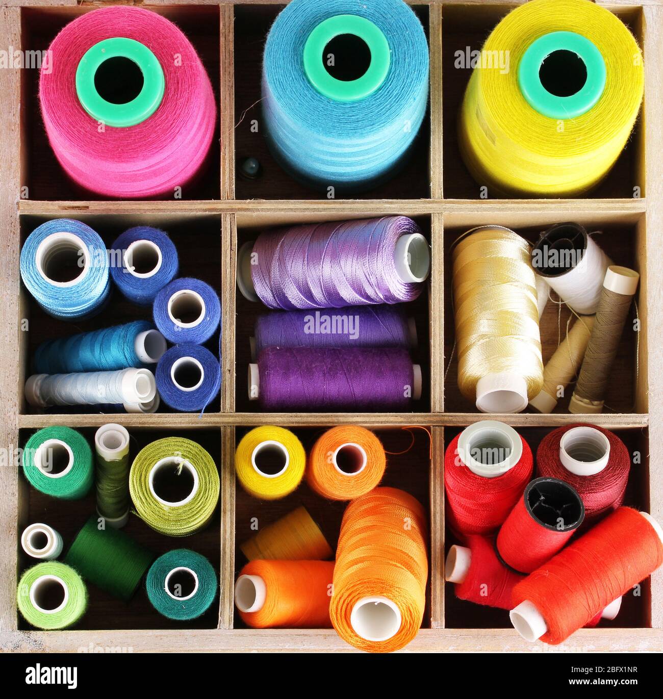 thread and material for handicrafts in box isolated on white Stock ...