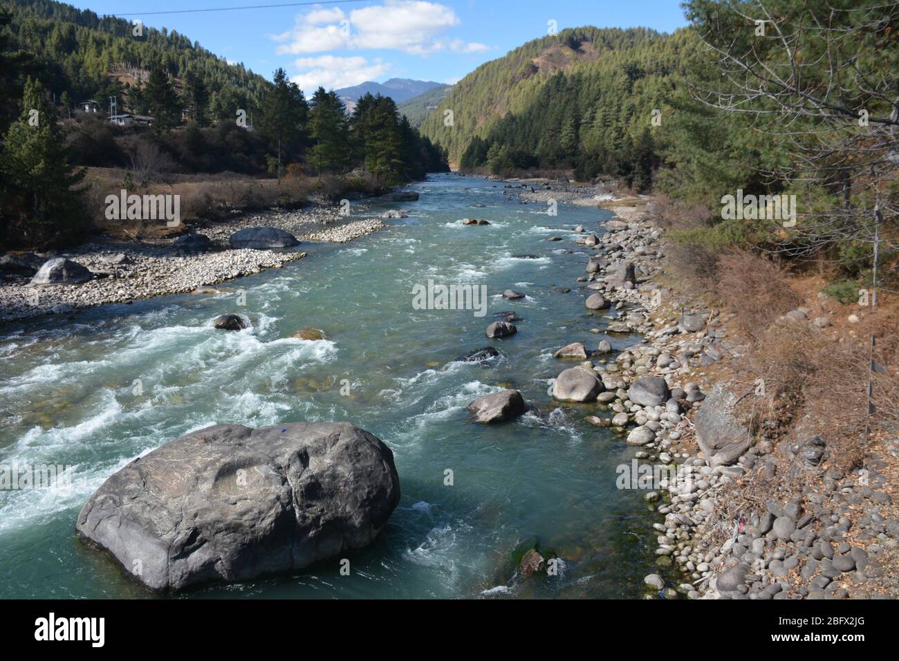 Bridge over the Bumthang River, Bhutan Stock Photo - Alamy
