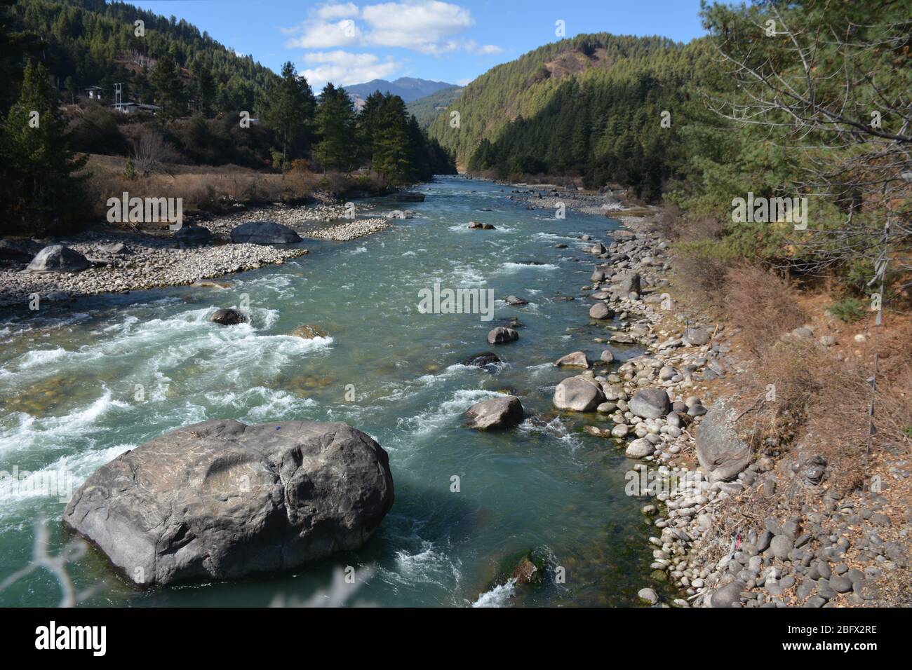 Bridge over the Bumthang River, Bhutan Stock Photo - Alamy