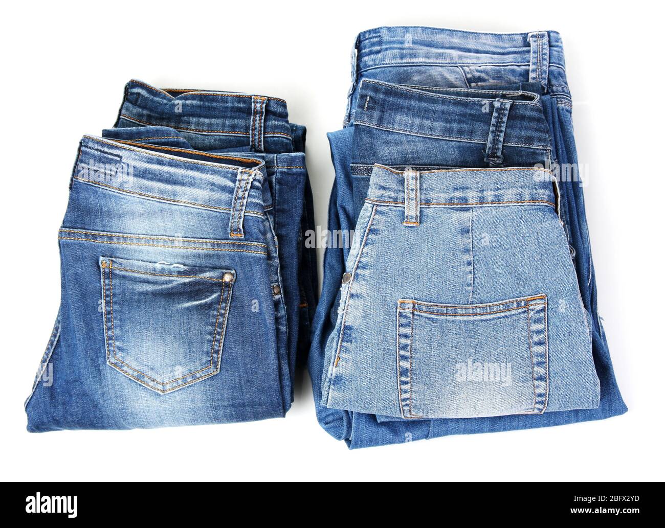 Stacks of denim jeans hi-res stock photography and images - Alamy