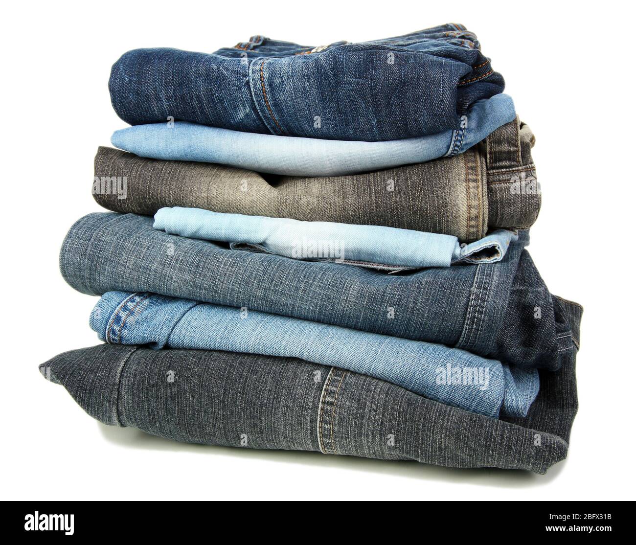 Pile of jeans shop Cut Out Stock Images & Pictures - Alamy