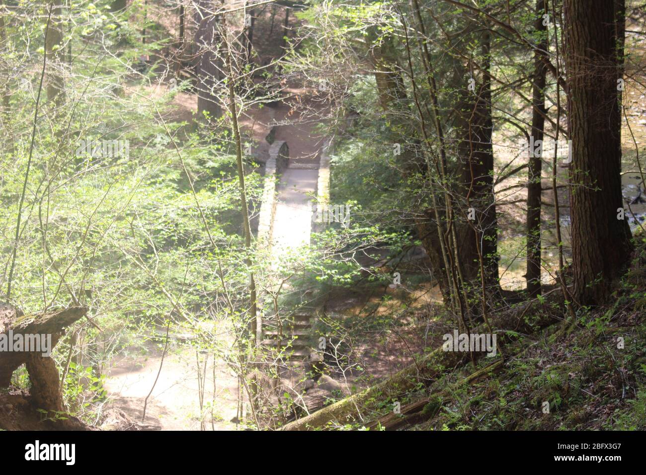 Old man cave walk trail and water fall in Ohio State,nature green ...