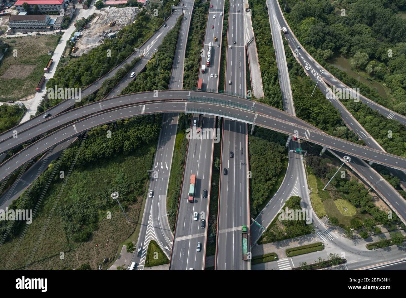 Aerial view of highway and overpass Stock Photo - Alamy