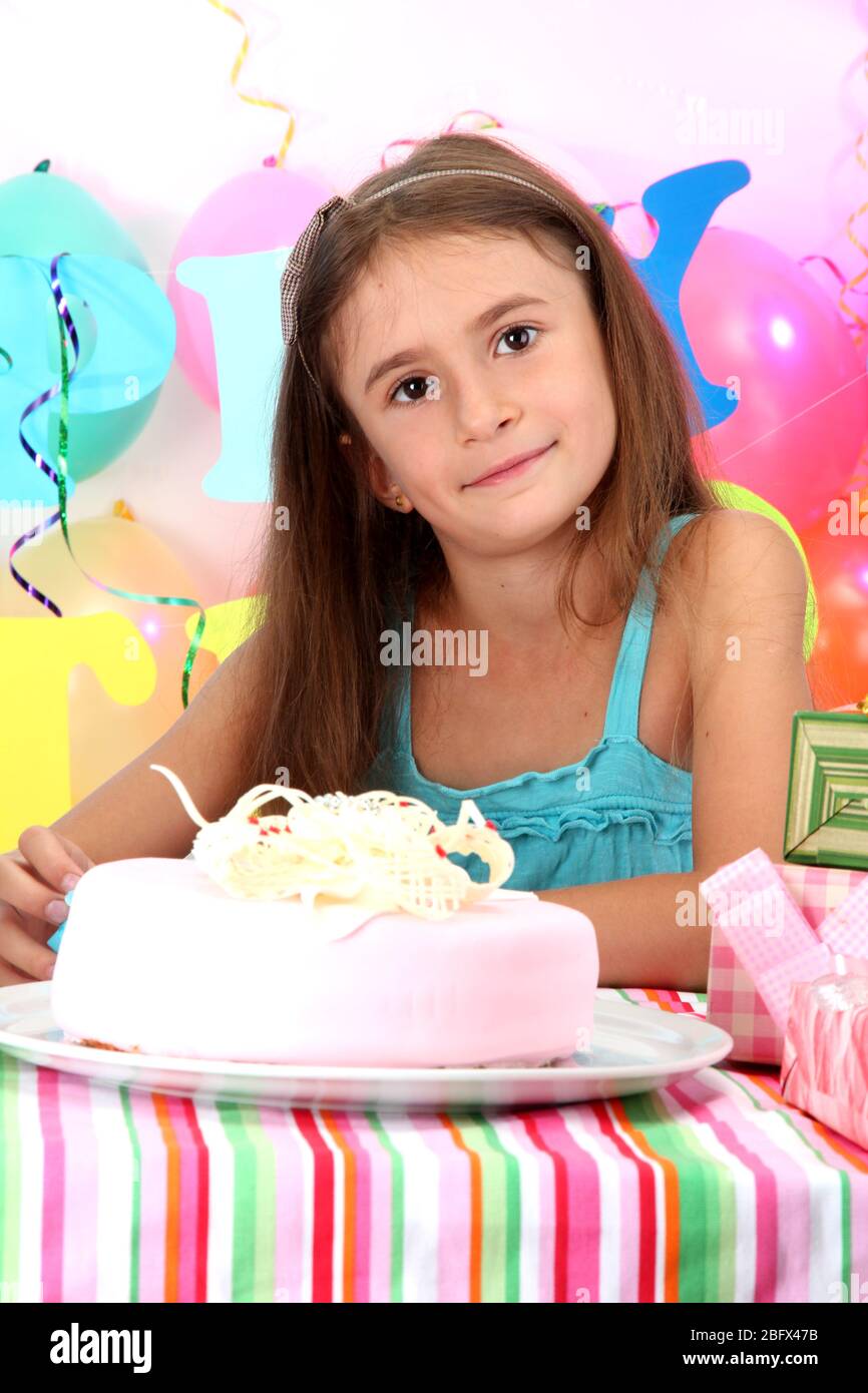 Little beautiful girl celebrate her birthday Stock Photo - Alamy