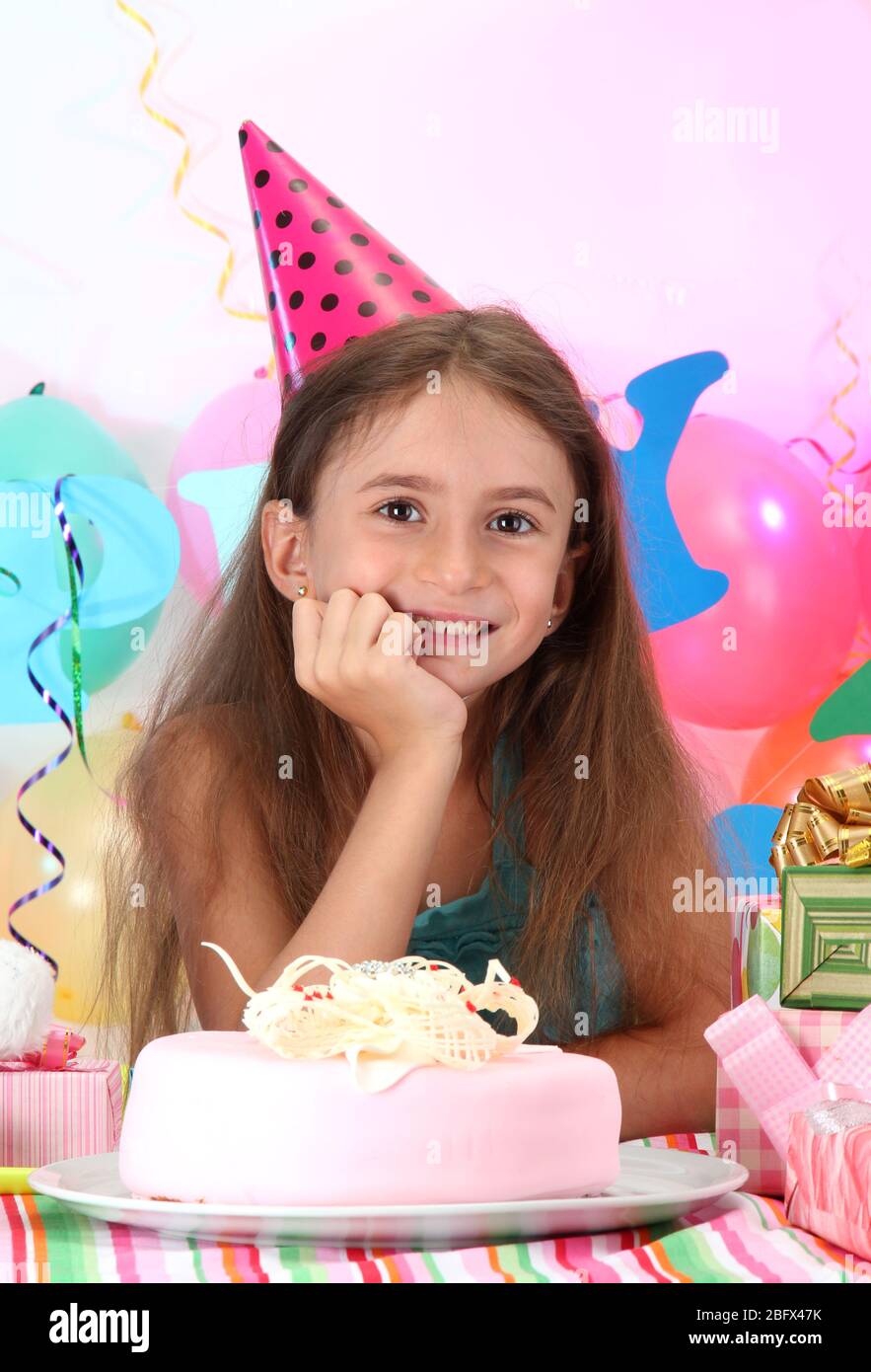 Little beautiful girl celebrate her birthday Stock Photo - Alamy