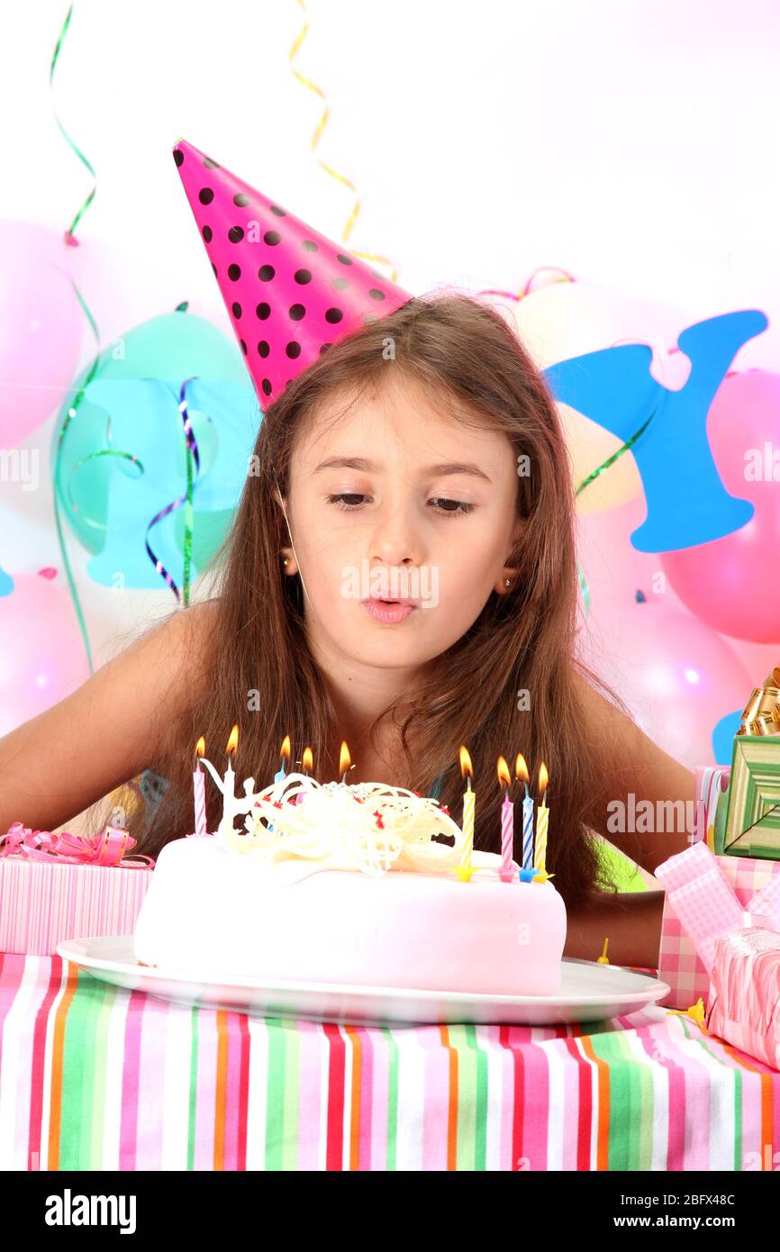 Little beautiful girl celebrate her birthday Stock Photo - Alamy