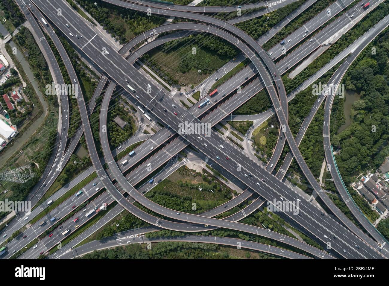 Aerial view of highway and overpass Stock Photo - Alamy