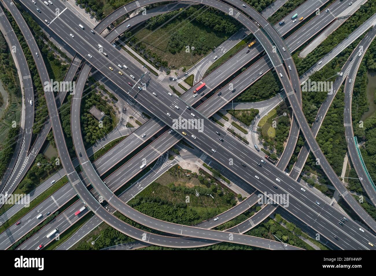 Aerial view of highway and overpass Stock Photo - Alamy