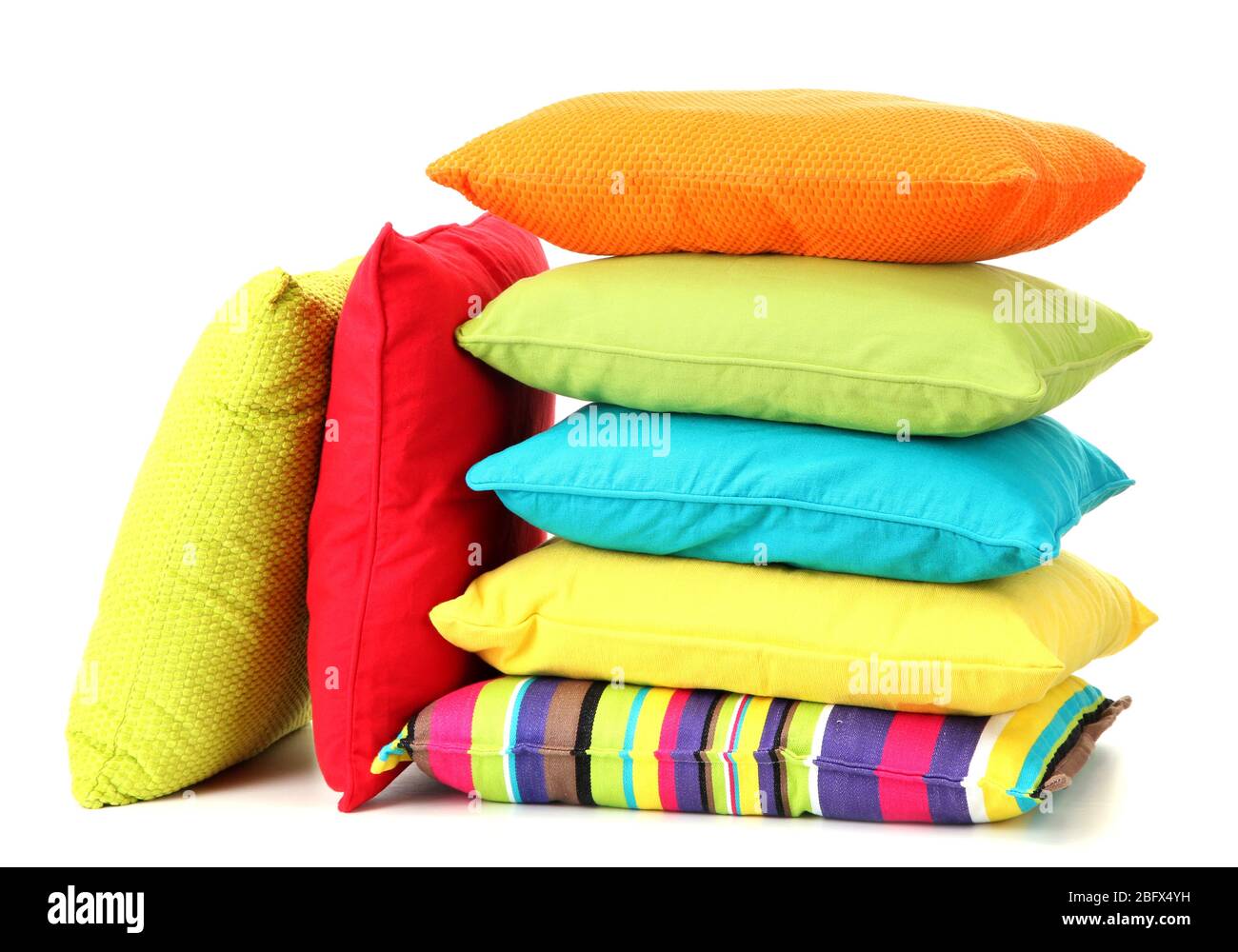 Colorful pillows isolated on white Stock Photo - Alamy