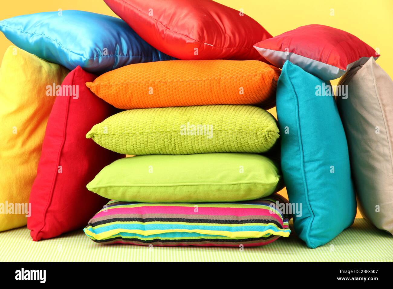 Colorful pillows closeup Stock Photo - Alamy