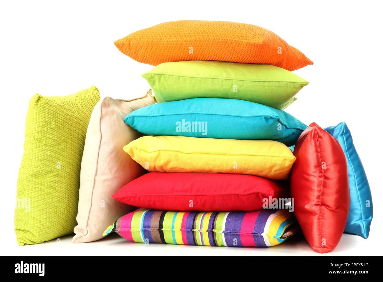 Colorful pillows isolated on white Stock Photo - Alamy