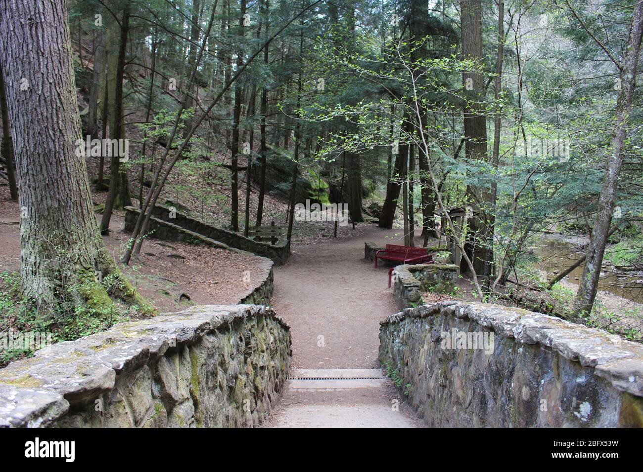 Old man cave walk trail and water fall in Ohio State,nature green ...