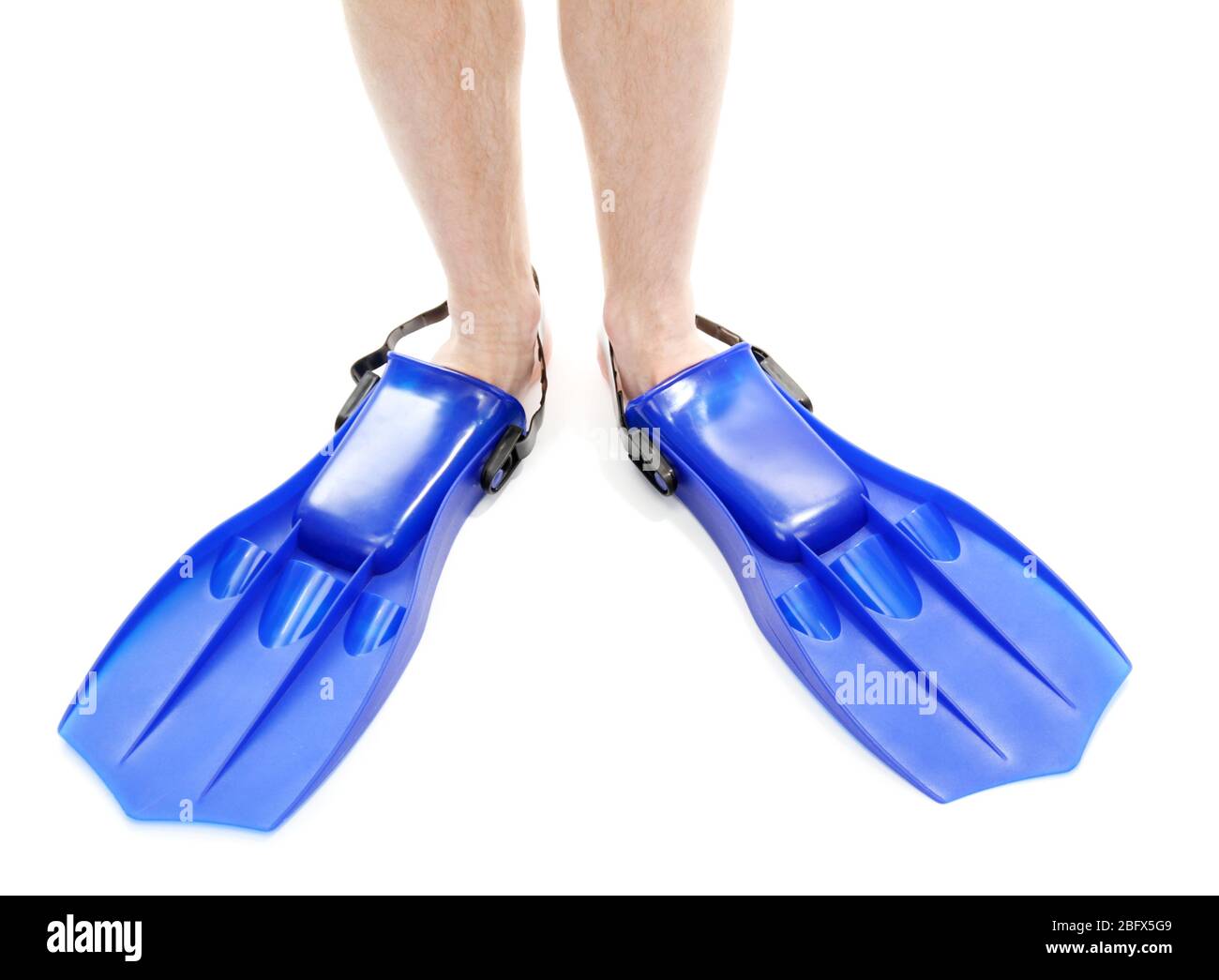 man legs in flippers isolated on white Stock Photo - Alamy