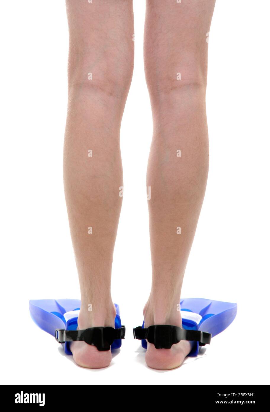 man legs in flippers isolated on white Stock Photo - Alamy