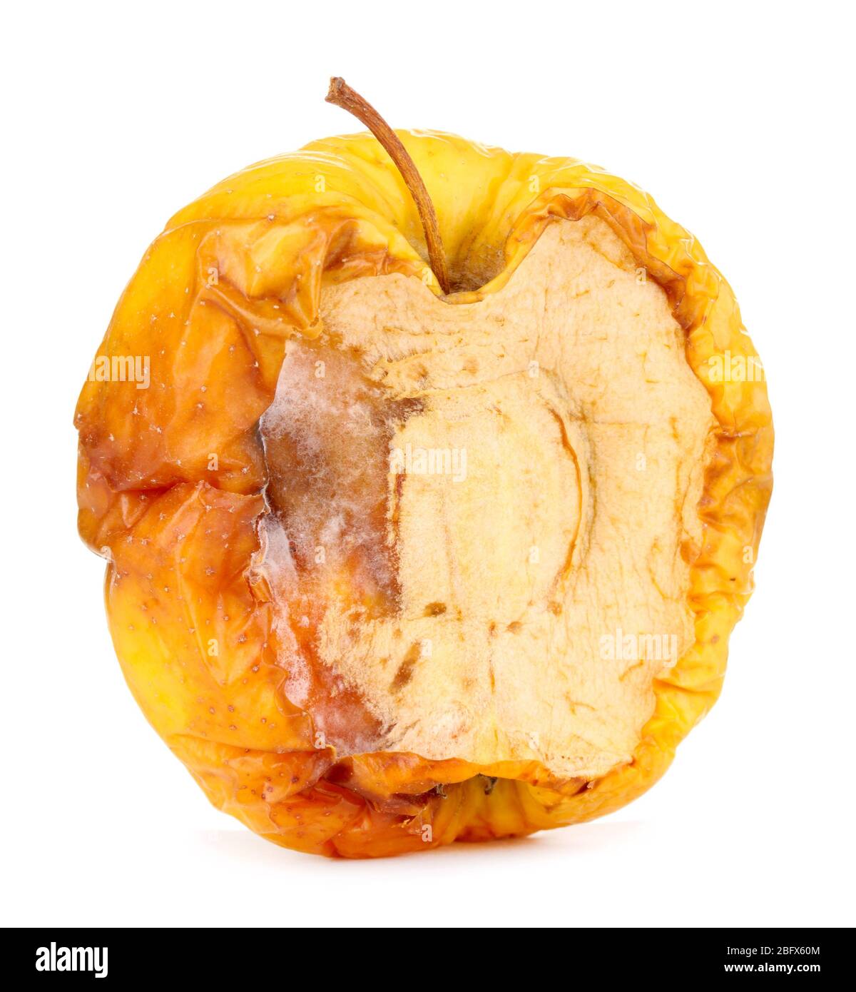 yellow moldy apple as concept of skin problems, isolated on white Stock ...