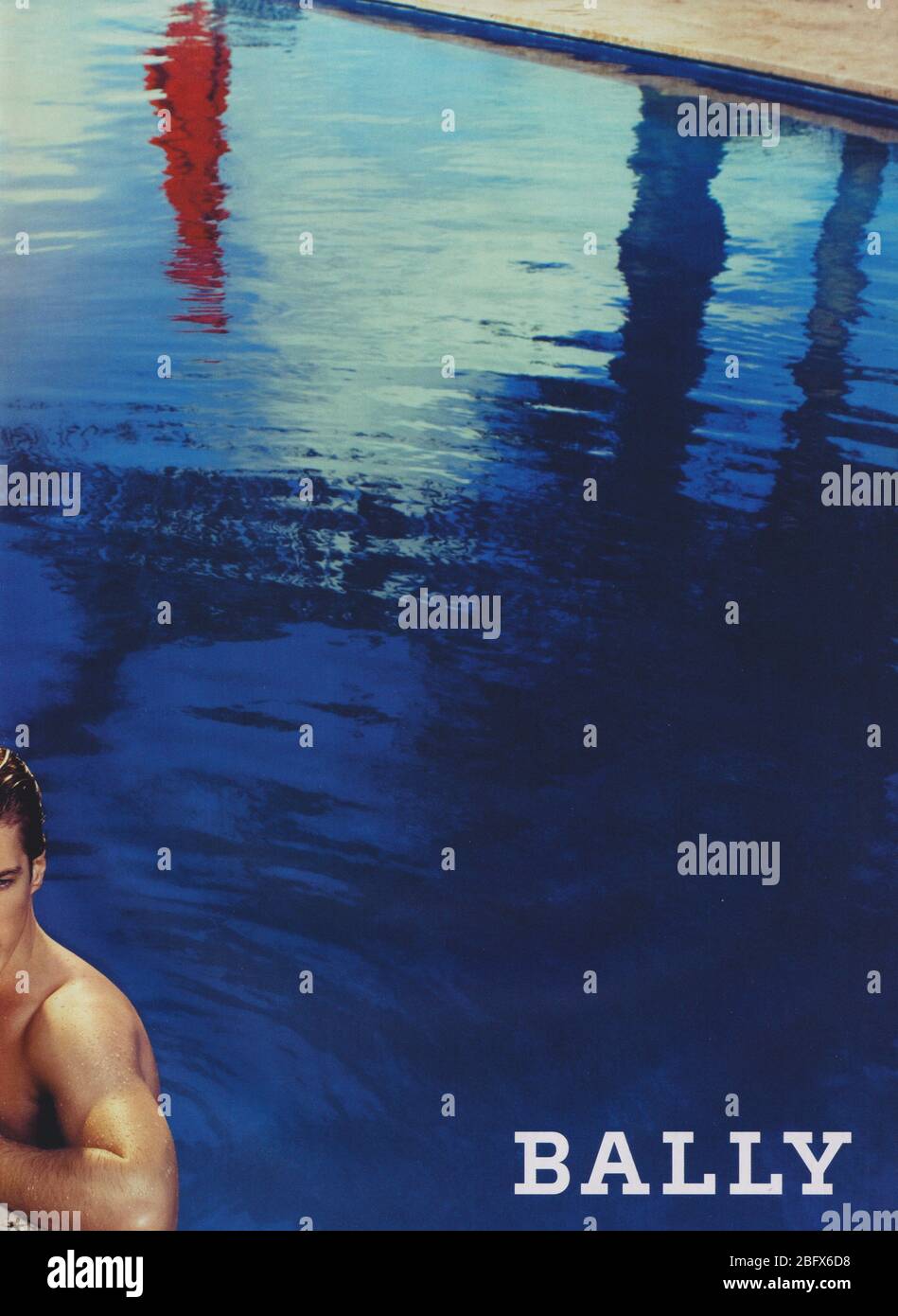 poster advertising Bally fashion house with Christy Turlington in paper ...