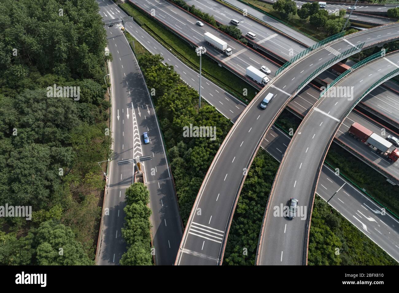 Aerial view of highway and overpass Stock Photo - Alamy