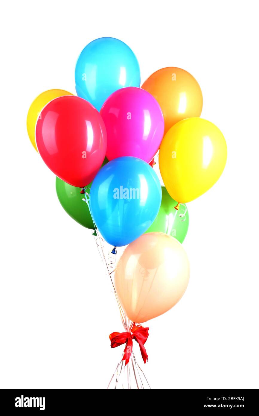 Colorful balloons isolated on white Stock Photo - Alamy