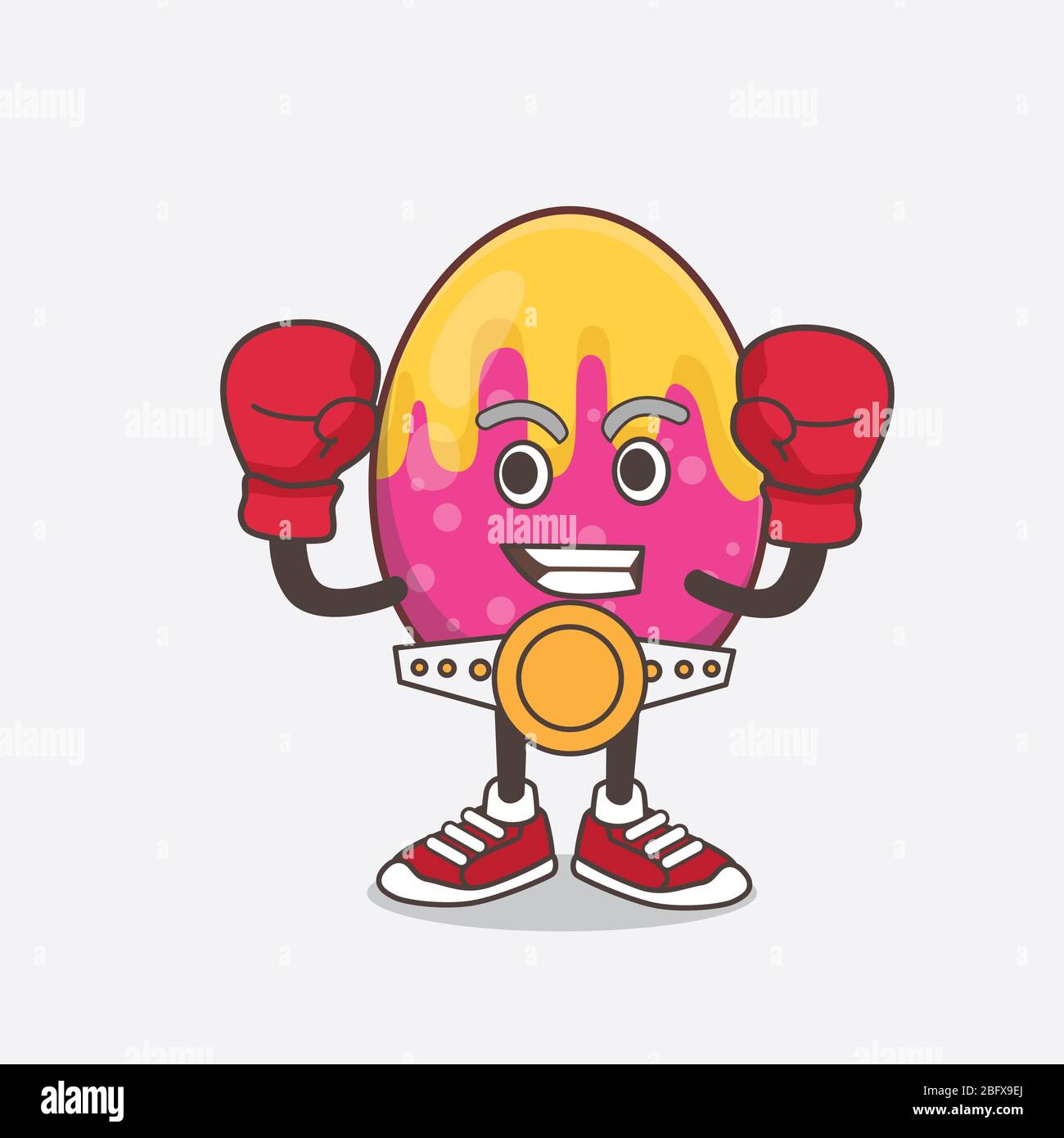 An illustration of Easter Egg cartoon mascot character in sporty boxing ...