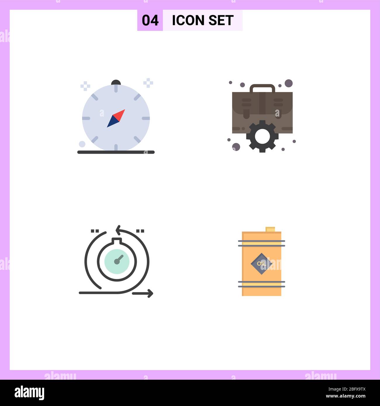 Universal Icon Symbols Group of 4 Modern Flat Icons of compass ...