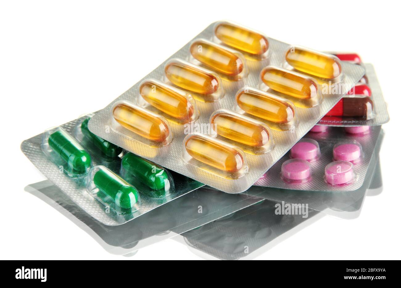 Red and green capsules in blister pack Cut Out Stock Images & Pictures ...