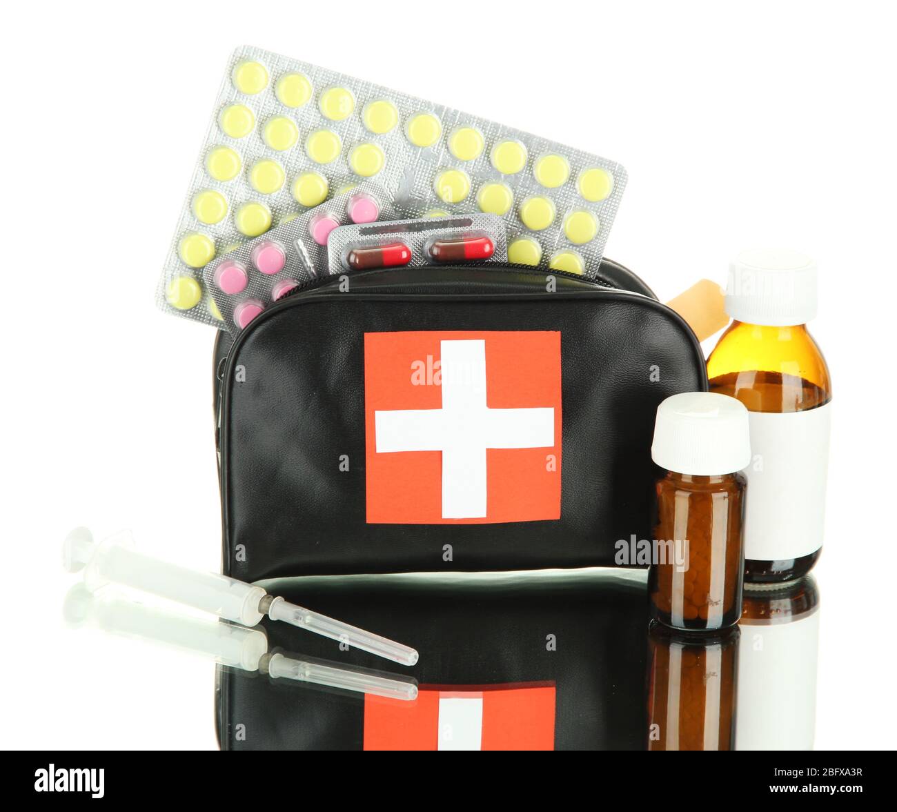 First aid bag, isolated on white Stock Photo - Alamy
