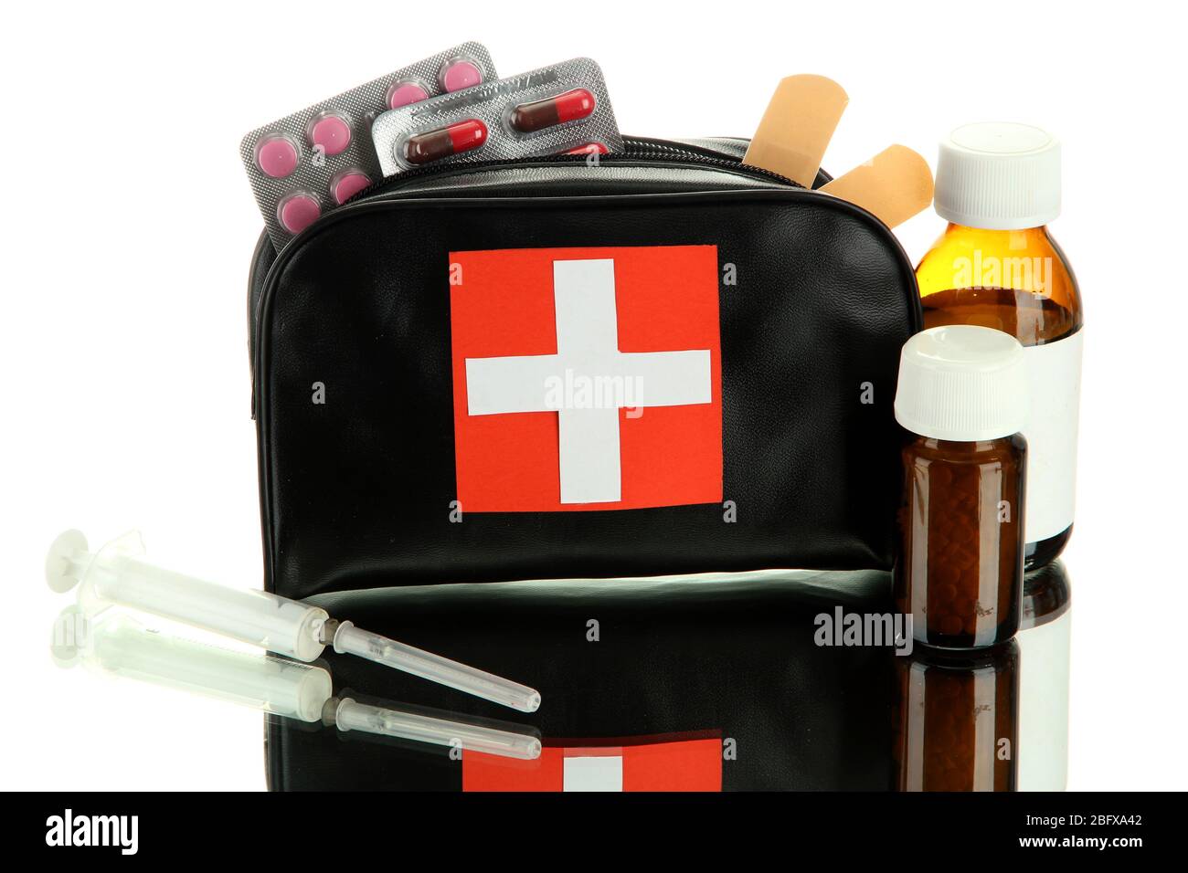 First aid bag, isolated on white Stock Photo - Alamy