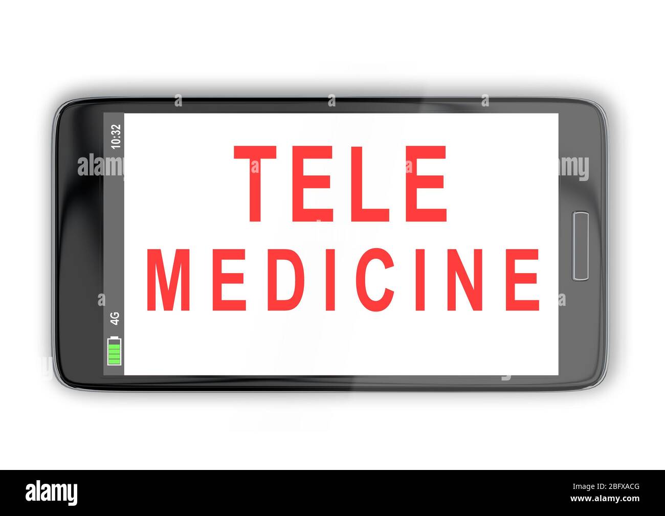 3D illustration of TELE MEDICINE title on cellular screen, isolated on ...