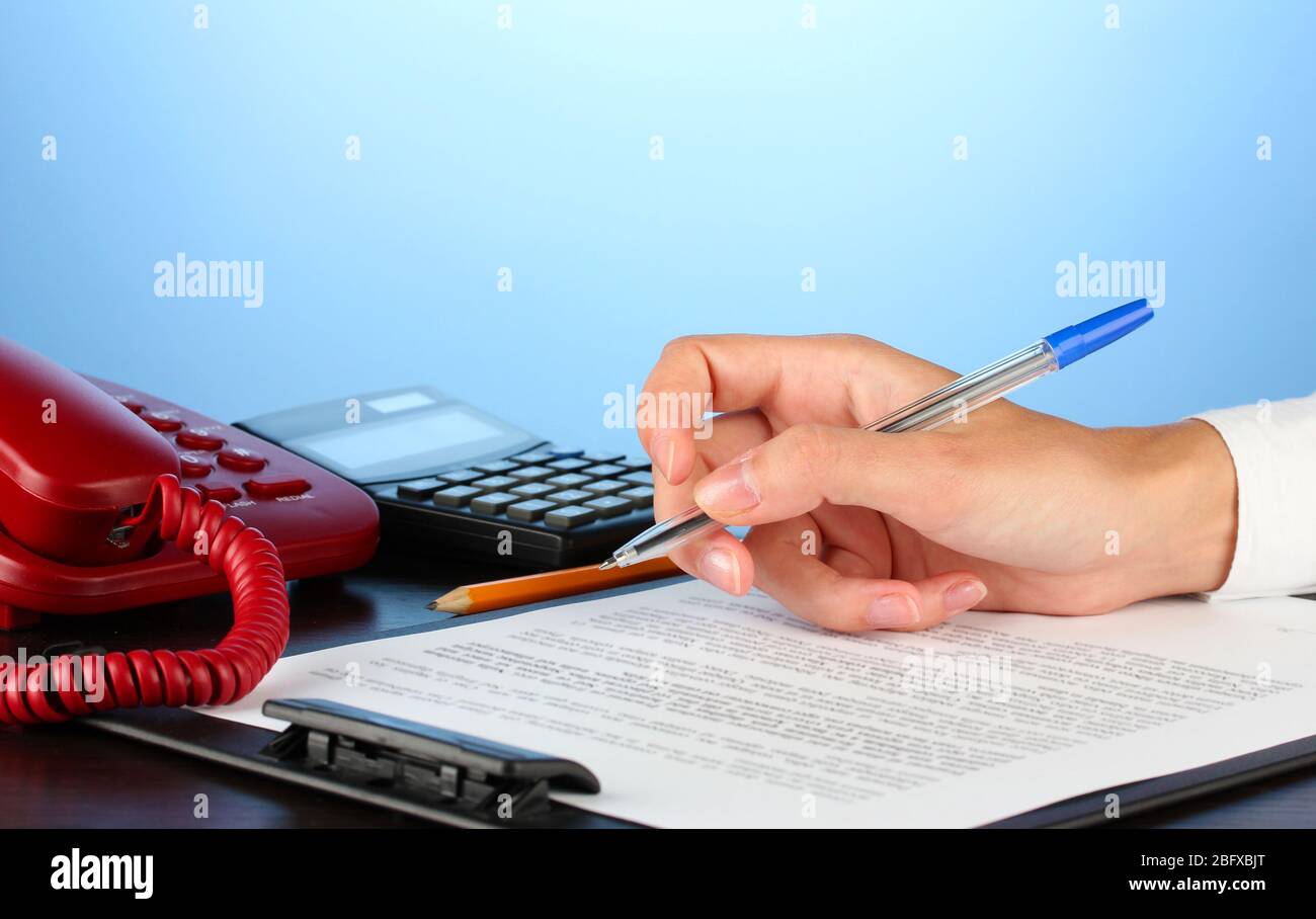 Signing sign ballpoint blue signature hi-res stock photography and ...