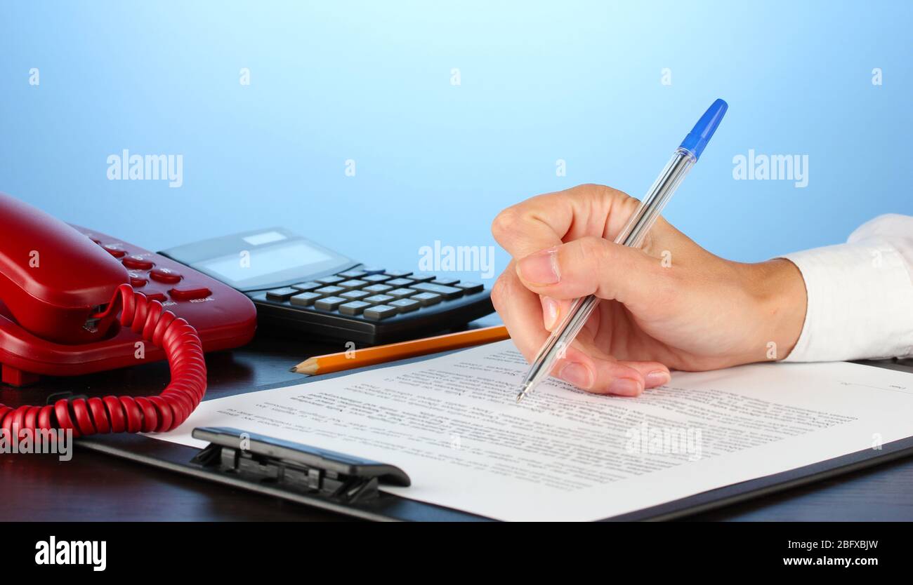 Signing sign ballpoint blue signature hi-res stock photography and ...