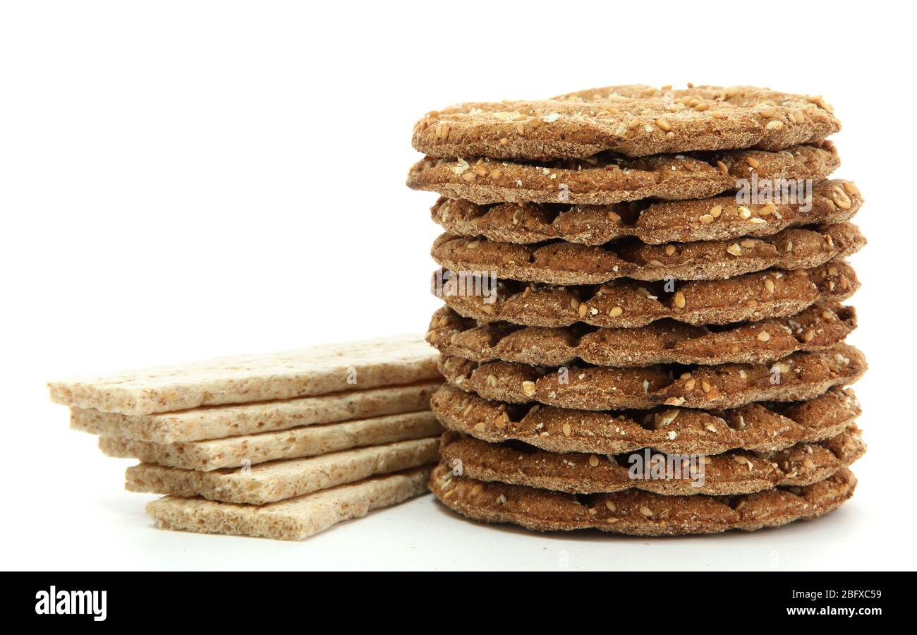 tasty crispbread isolated on white Stock Photo - Alamy