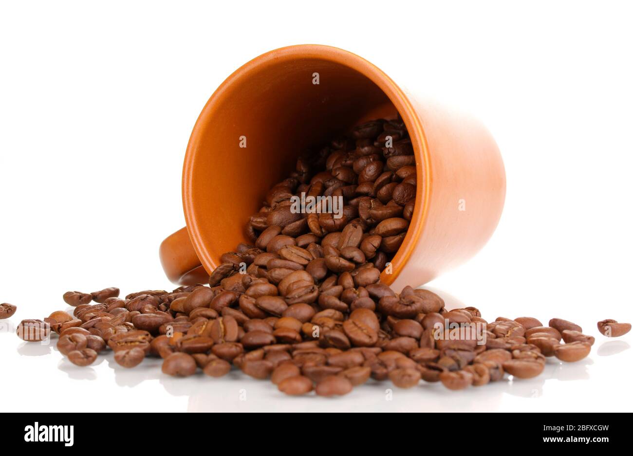 Coffee beans in cup isolated on white Stock Photo - Alamy