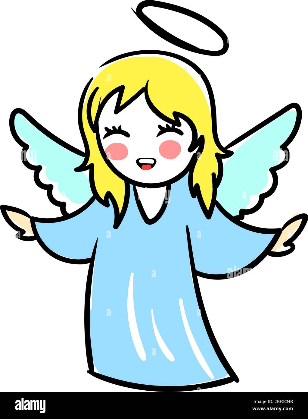 Happy angel with wings, illustration, vector on white background Stock ...