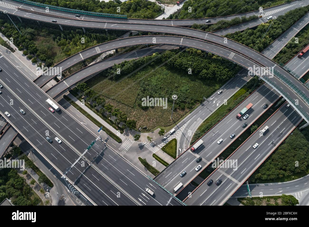 Aerial view of highway and overpass Stock Photo - Alamy