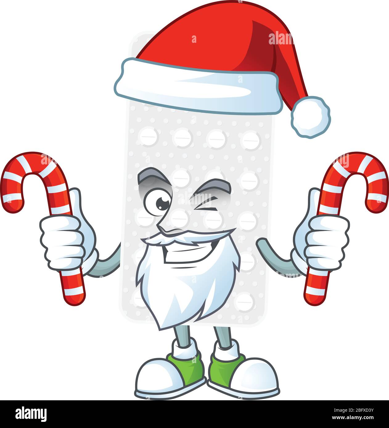Pills humble Santa Cartoon character having candies. Vector ...