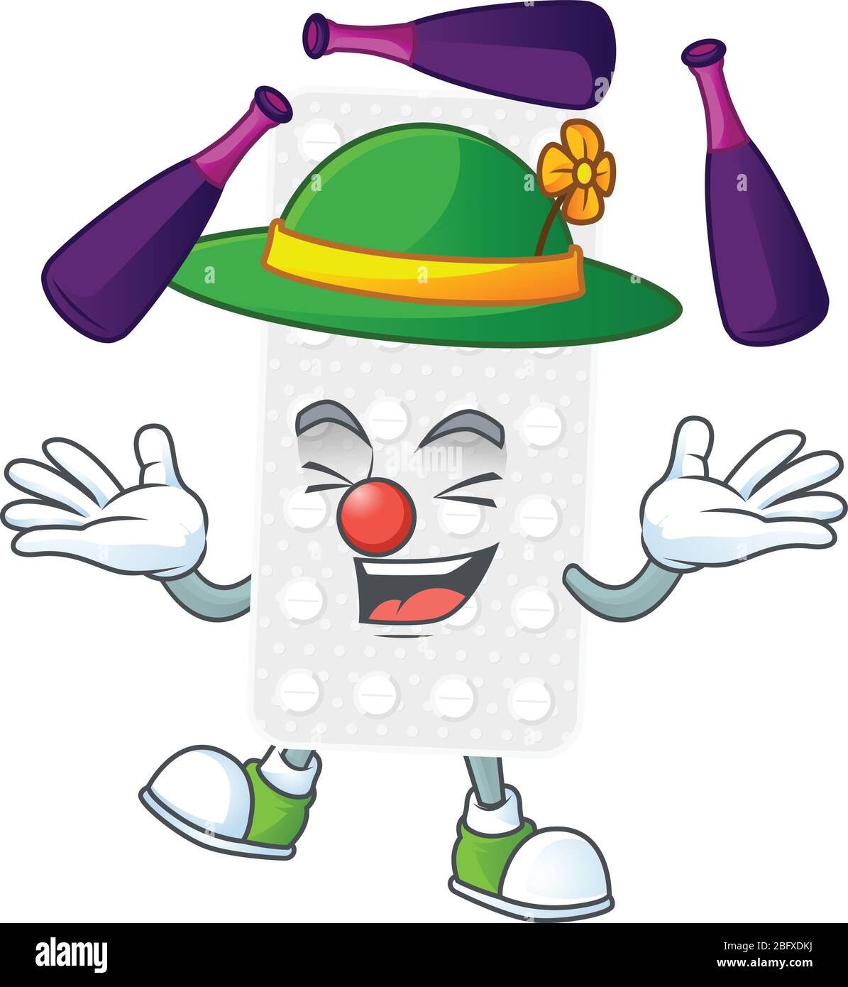 mascot cartoon style of pills playing Juggling on stage. Vector ...