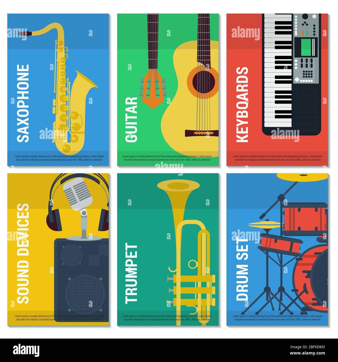 Six flat banners musical instruments Stock Vector Image & Art - Alamy