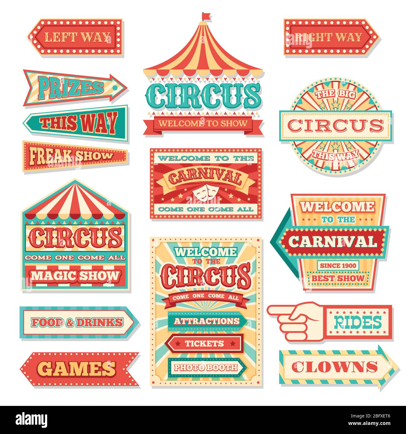 Old carnival circus banners and carnival labels vector set. Circus ...