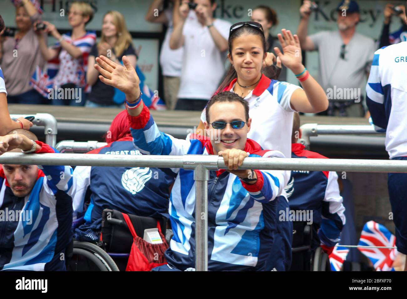 London, England - September 10 2012: Team GB enjoying the support of ...