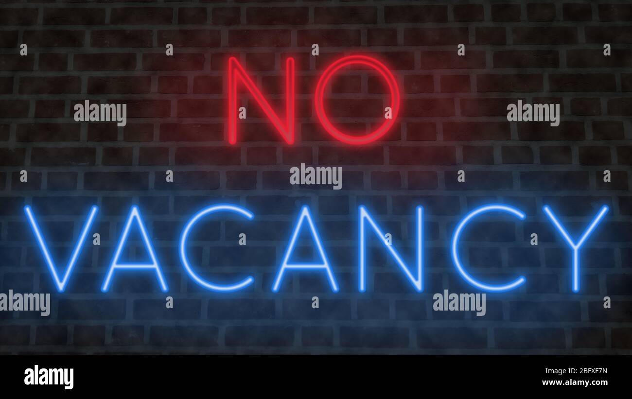 Neon sign on a brick wall NO VACANCY Stock Photo - Alamy