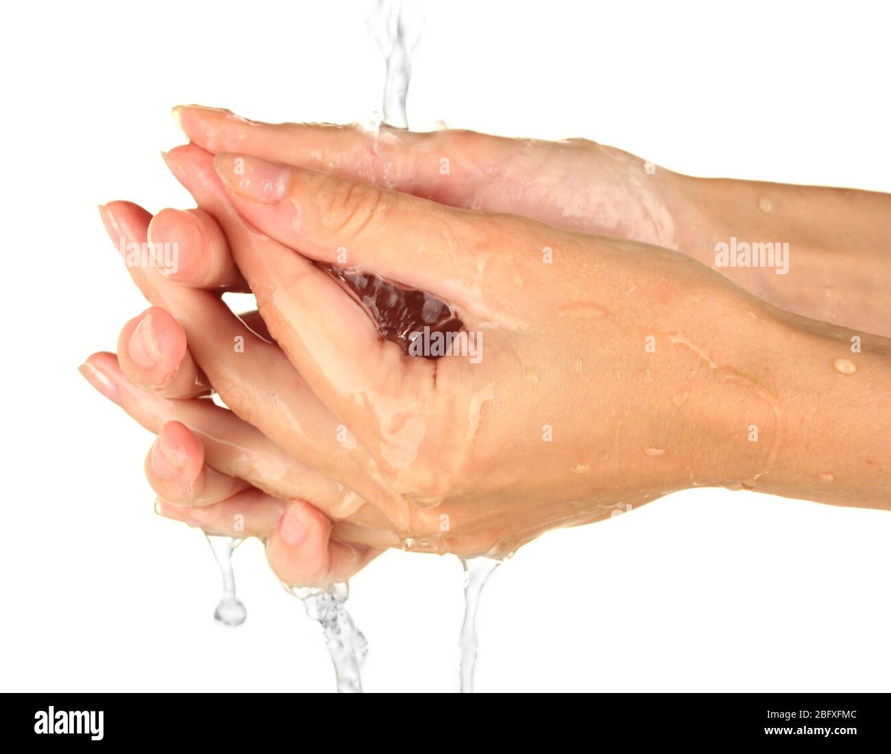 Washing hands on white background close-up Stock Photo - Alamy