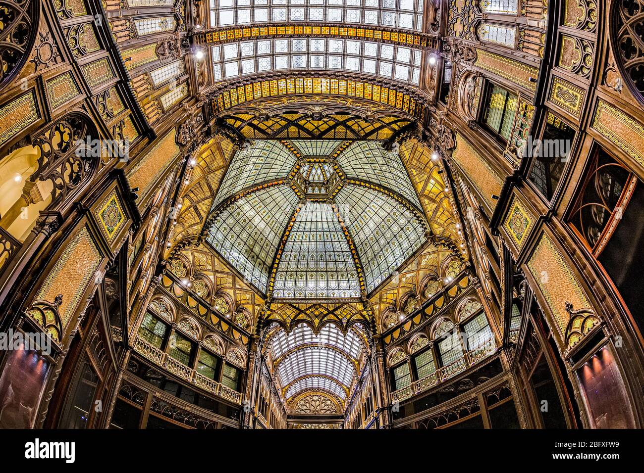 Interior of the famous ornate city passage Paris Courtyard (Parizsi ...