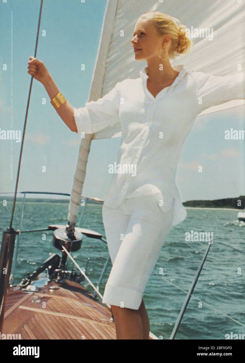 poster advertising ESTEE LAUDER Pure White Linen fragrance with Gwyneth ...