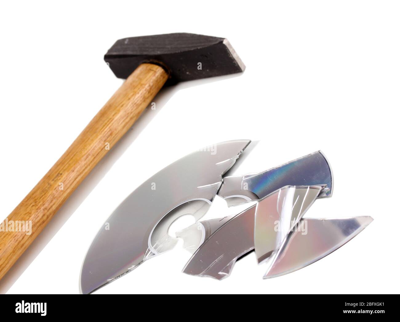 Disk broken hammer with information isolated on white Stock Photo - Alamy