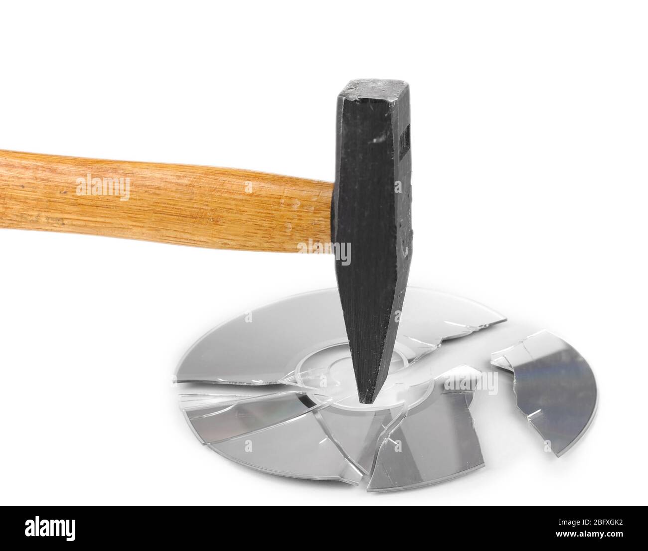 Disk broken hammer with information isolated on white Stock Photo - Alamy