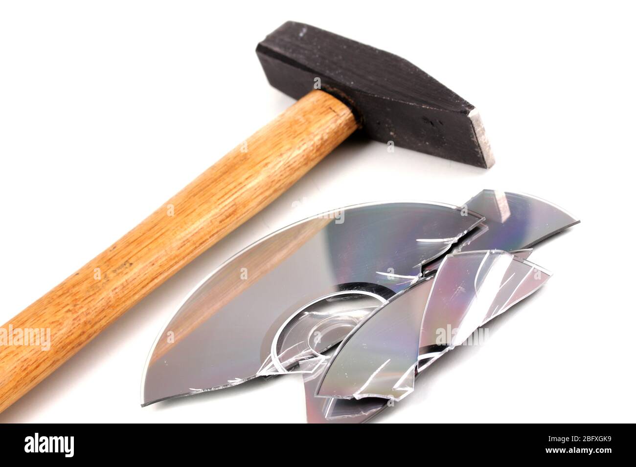 Disk broken hammer with information isolated on white Stock Photo - Alamy
