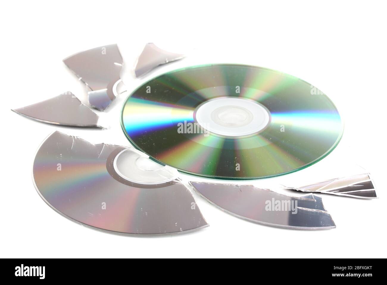Broken and whole disks with information isolated on white Stock Photo ...