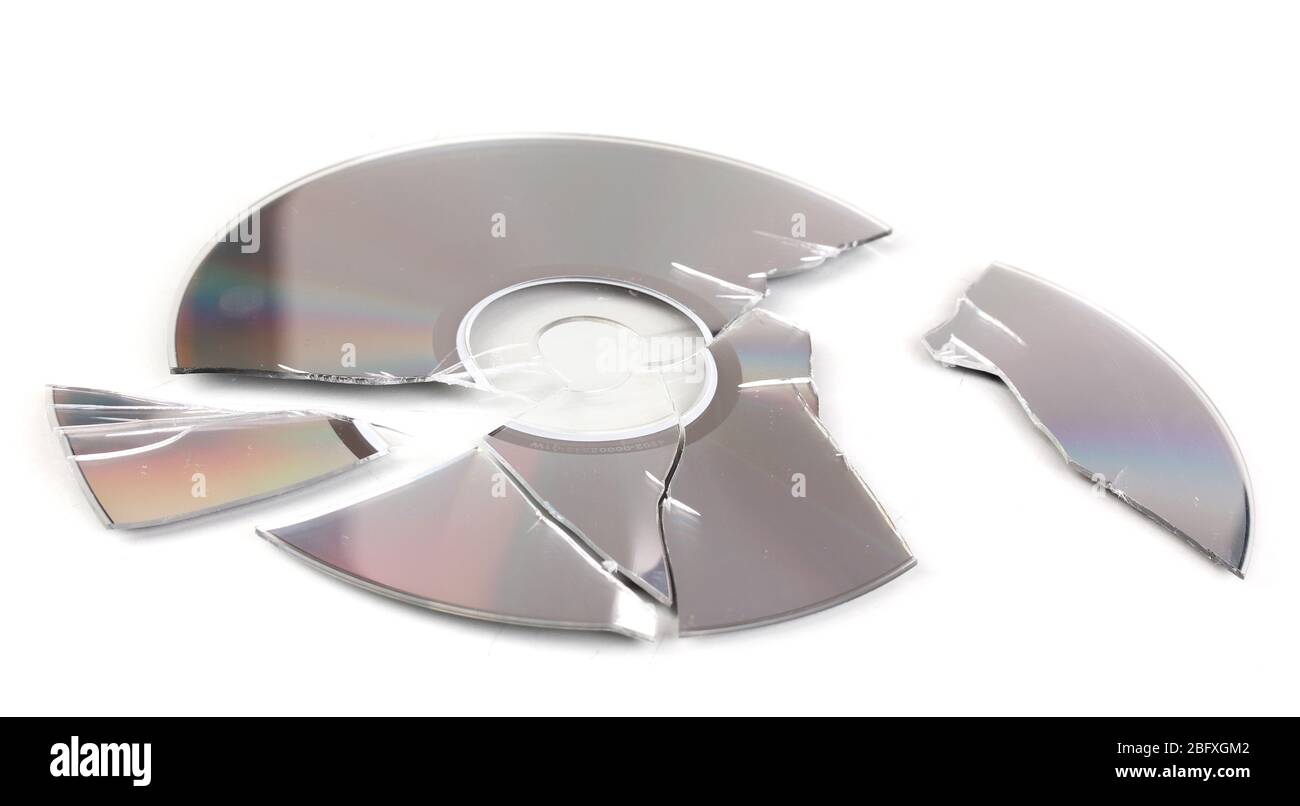 Broken disk with information isolated on white Stock Photo - Alamy